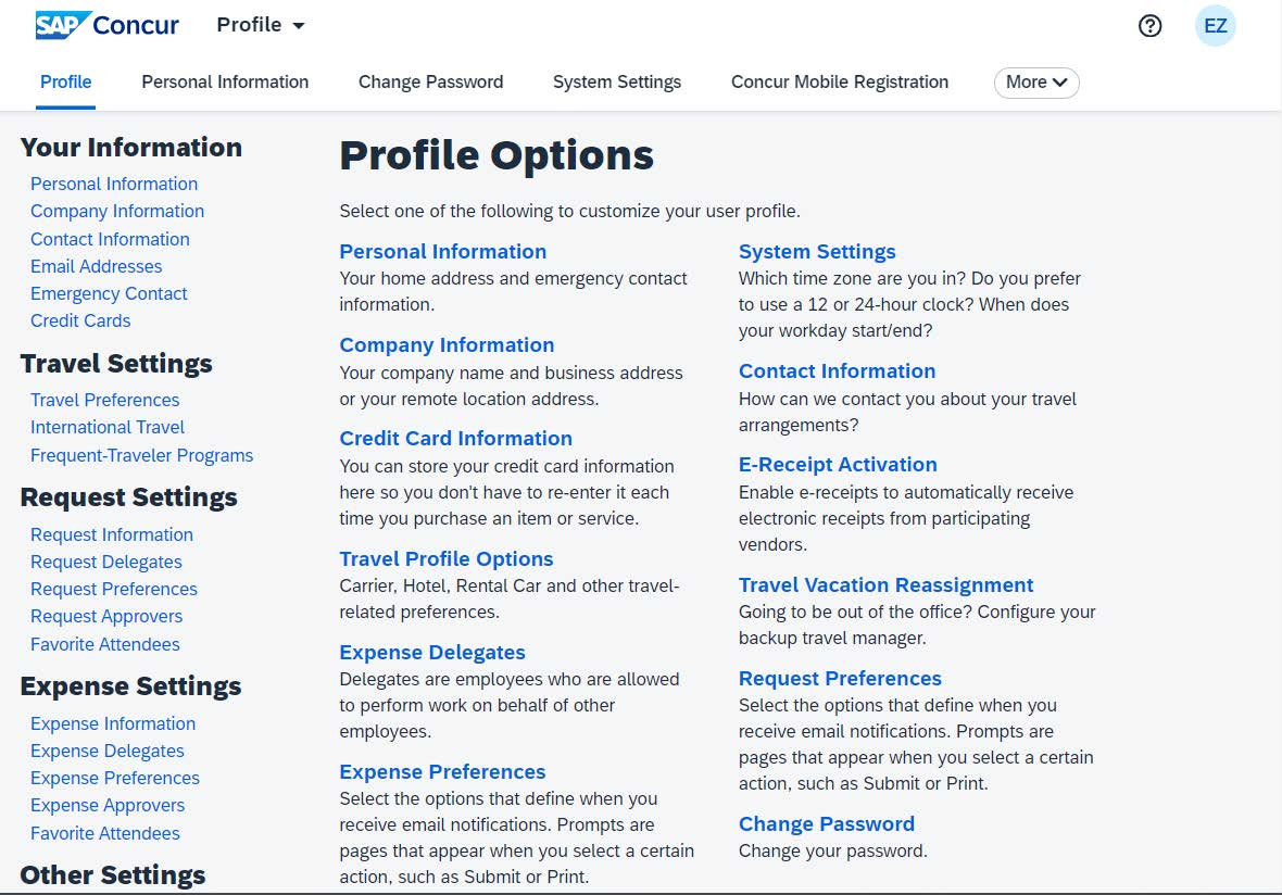 Setting Up Your Concur Profile For Travel And Expense Users Finance Training